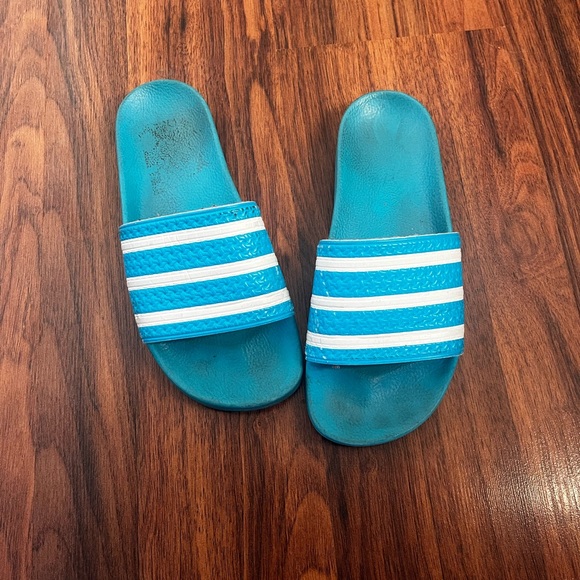adidas | Shoes | Adidas Blue Slide Sandals | Poshmark